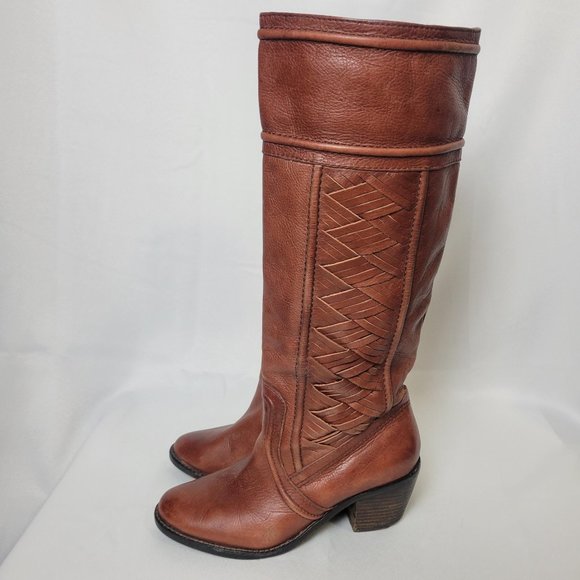 Fossil | Shoes | Fossil Felicia Genuine Leather Woven Braided Tall ...